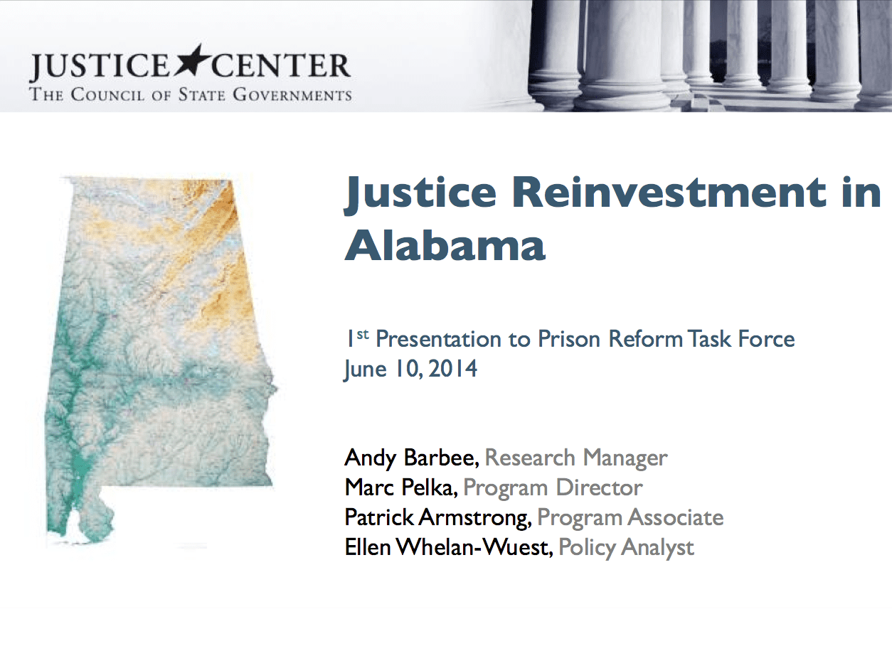 First Presentation to Alabama Justice Reinvestment Prison Reform Task ...