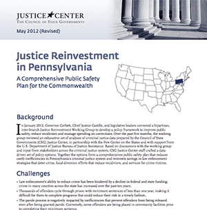 Justice Reinvestment Pennsylvania Policy Framework - CSG Justice Center