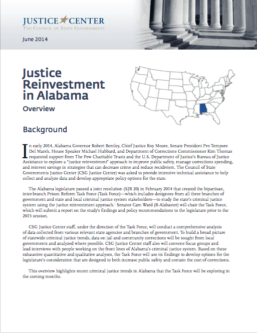 Justice Reinvestment in Alabama Overview - CSG Justice Center