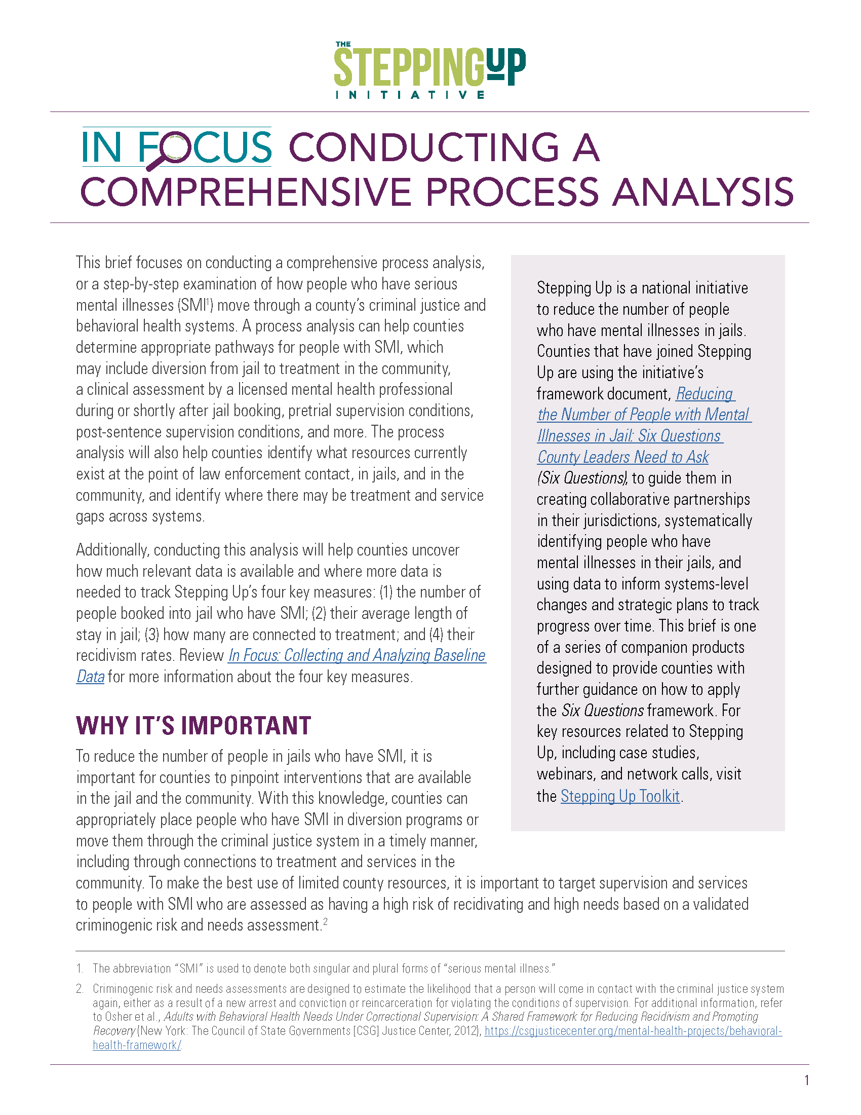 In Focus: Conducting a Comprehensive Process Analysis - CSG Justice Center
