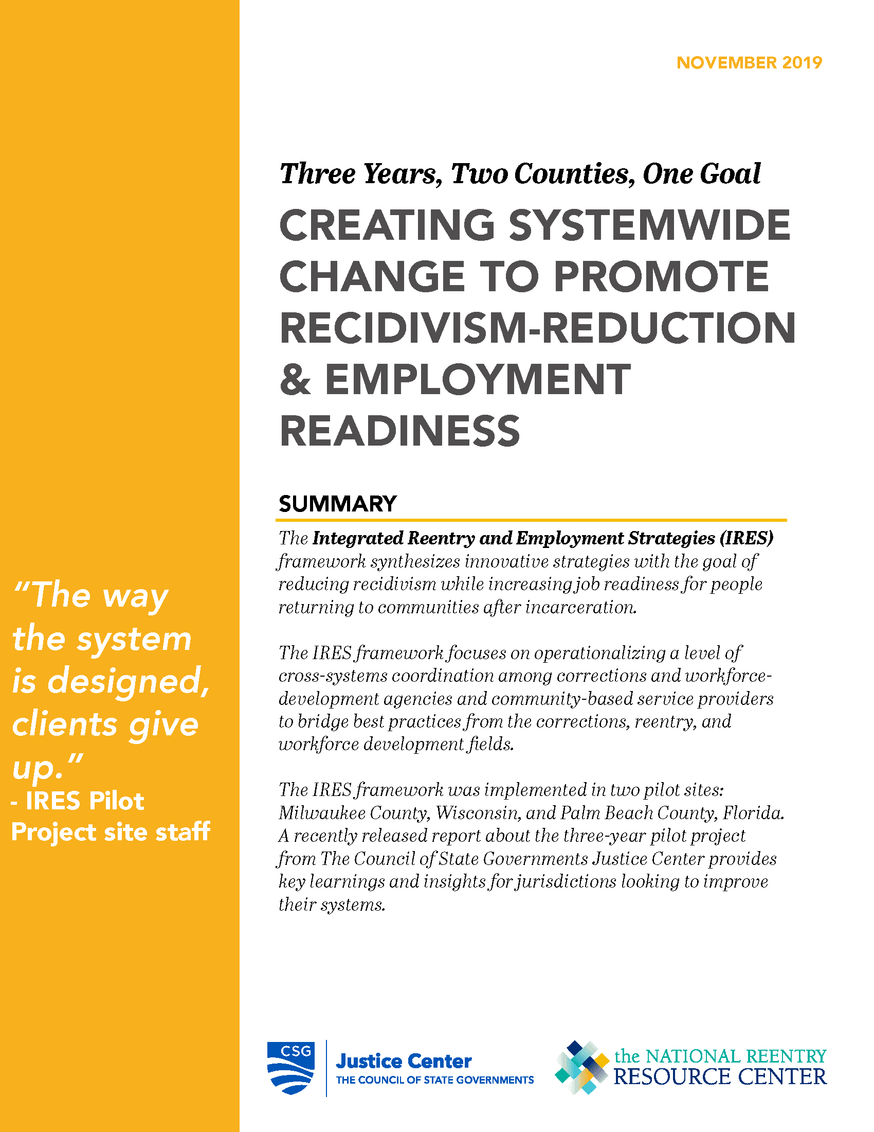 Creating Systemwide Change to Promote Recidivism-Reduction and ...